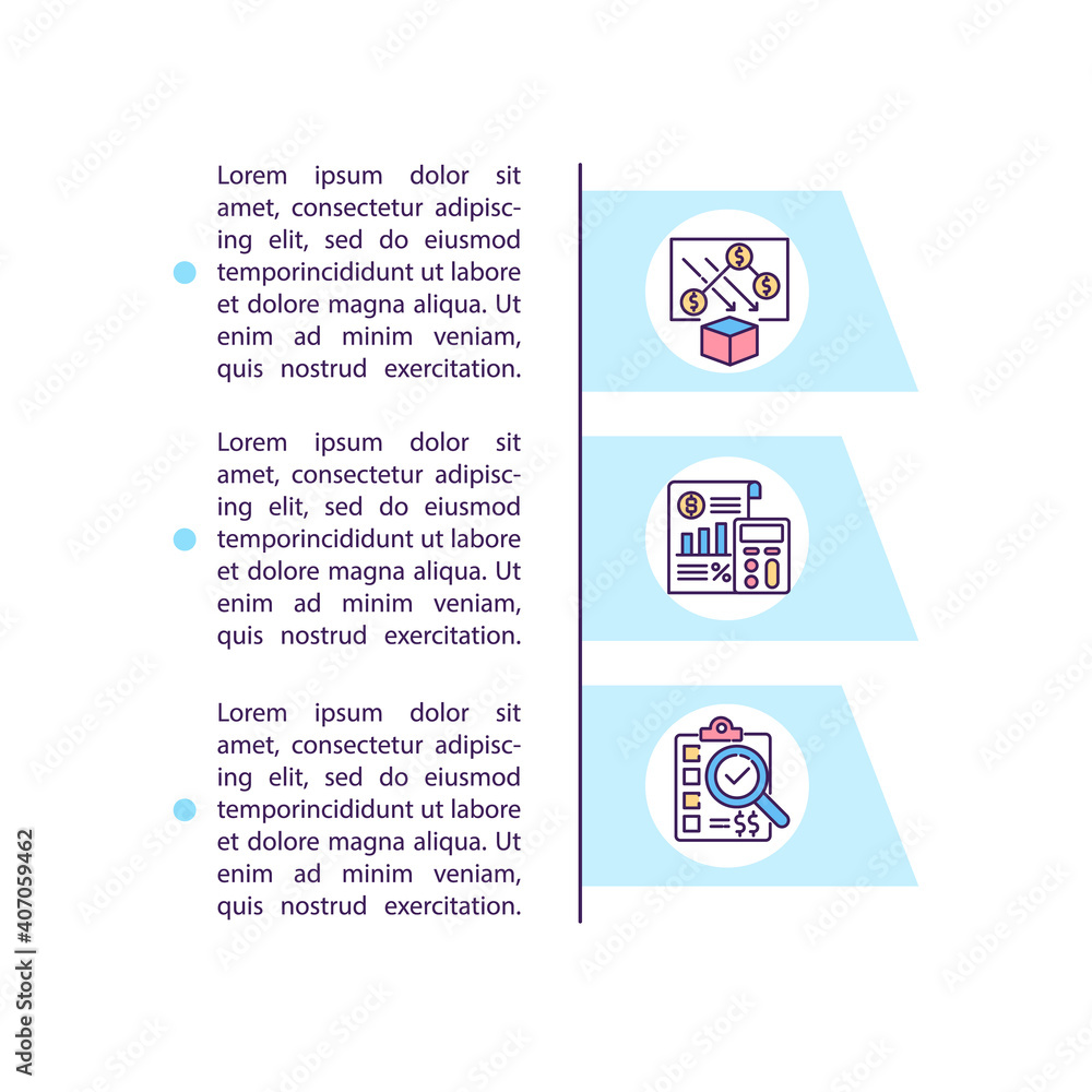 Costs analysis concept icon with text. Checking information about ...