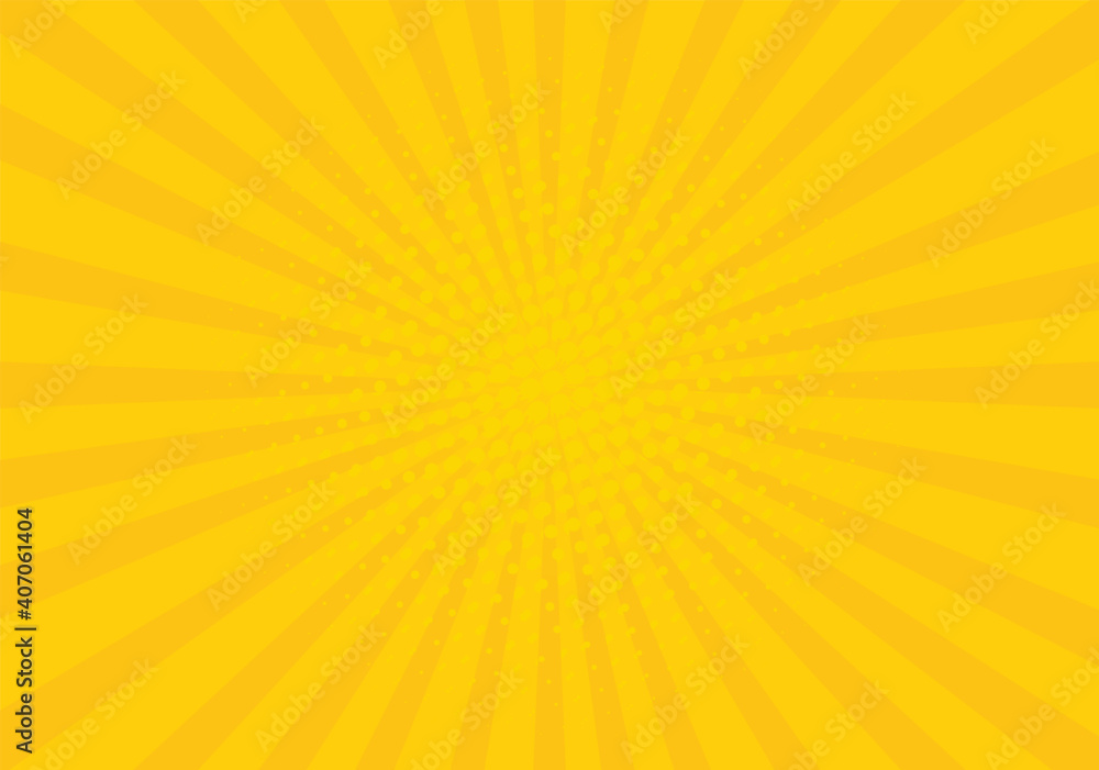 Sun Rays Retro Vintage Style On Yellow Background Sunburst Vector
