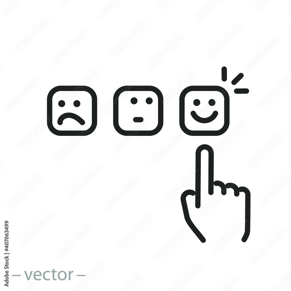happy feedback customer icon, smile satisfaction rating, user online ...