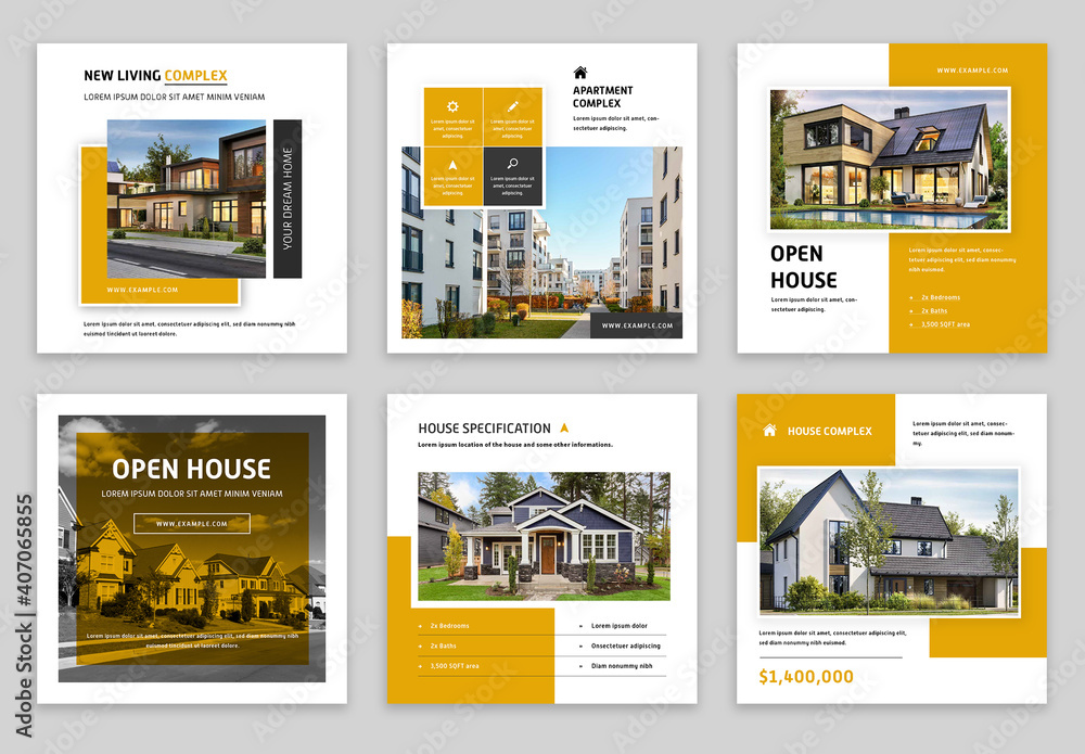 Real Estate Social Media Post Layouts Stock Template | Adobe Stock