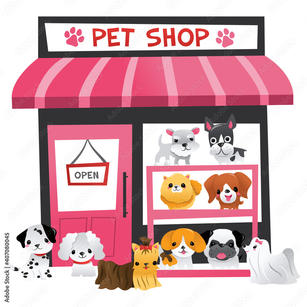 Cartoon Pet Shop Stock Vector | Adobe Stock