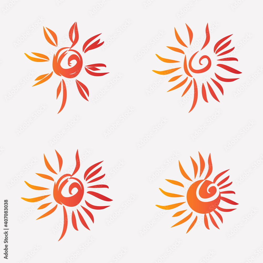 Set of painted suns. Vector solar symbols set. Stock Vector | Adobe Stock