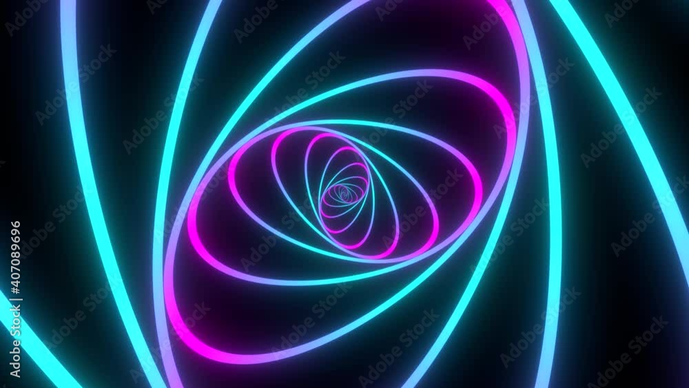 Vidéo Stock Minimal thin fluorescent spiral in infinite rotation. Funky ...
