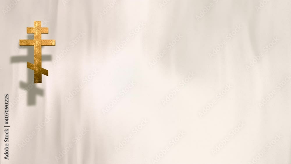 Liturgic white velvet, golden Christian Russian Orthodox Cross. 3D ...