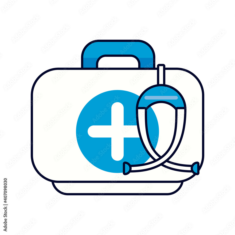 medical kit with cross symbol and stethoscope isolated style icon Stock ...