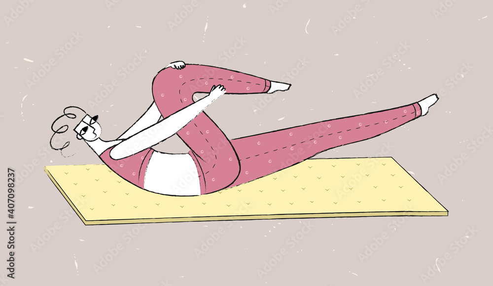 Vector drawn linear doodle illustration with young woman performing ...