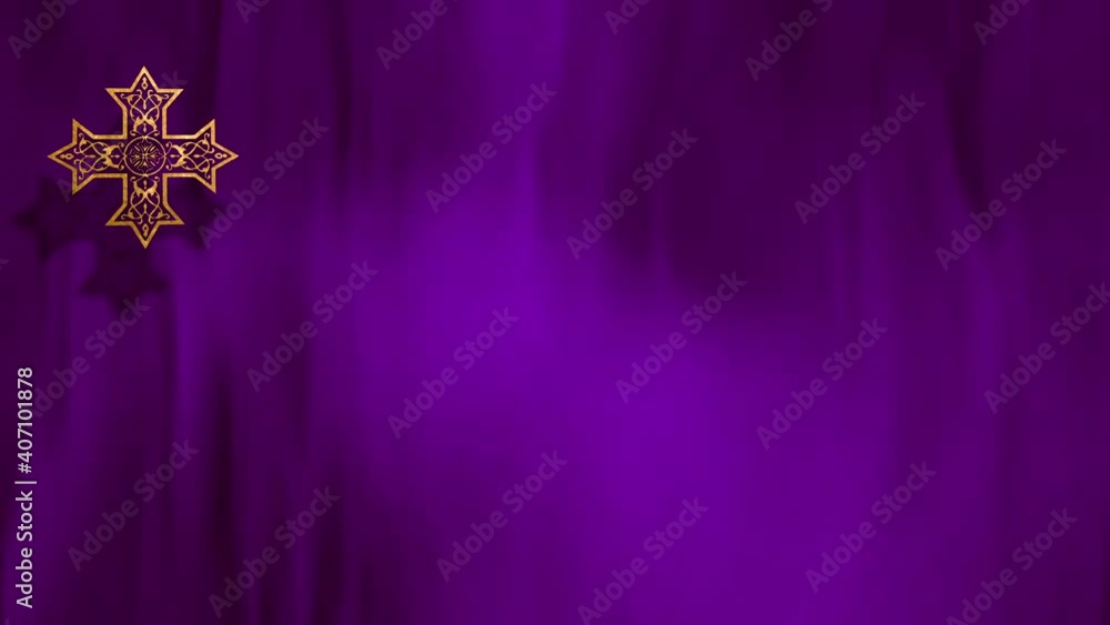 Liturgic purple velvet with golden Christian Coptic Orthodox Cross. 3D ...