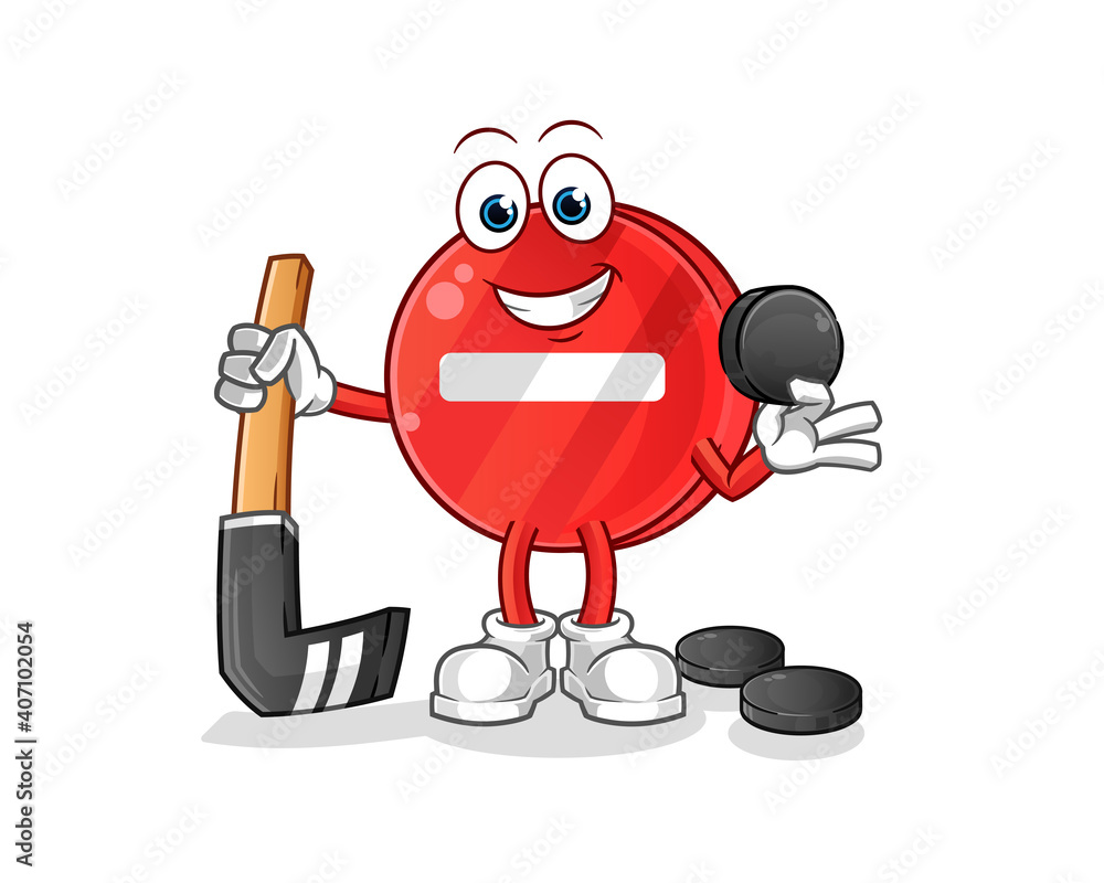 stop sign playing hockey vector. cartoon character Stock Vector | Adobe ...