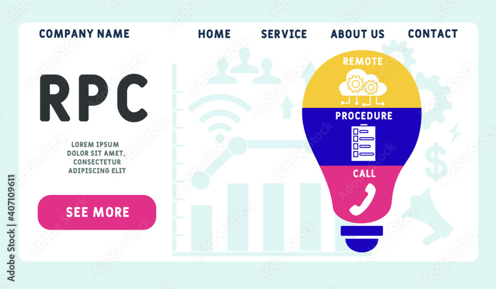 Vector website design template . RPC - Remote Procedure Call acronym ...