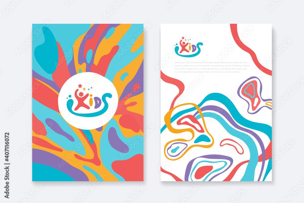 Kids Arts logo and stationery vector. Cute kids multi colored cover ...