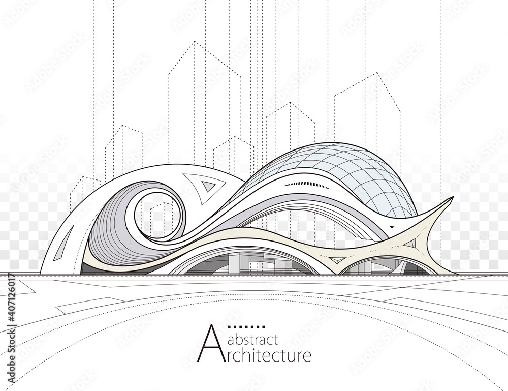 Architecture building construction perspective design, abstract modern ...