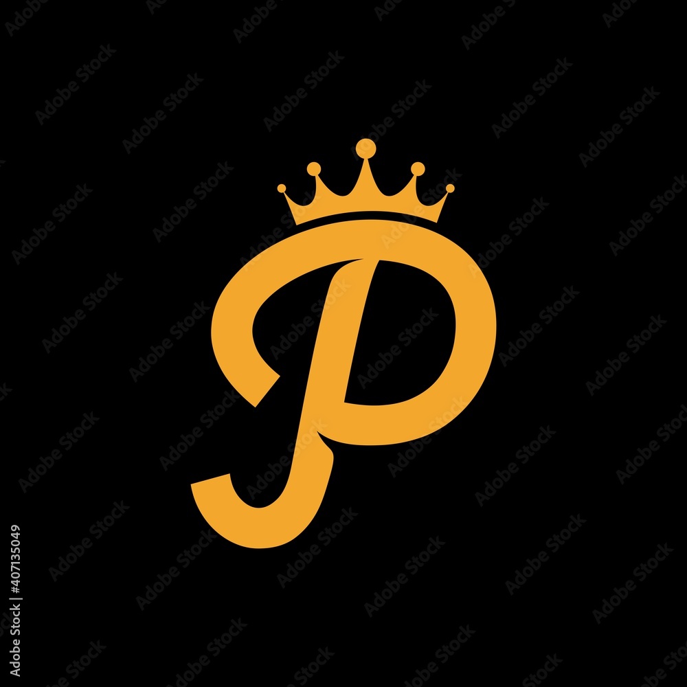 Script P letter with crown lo...Script P letter with crown logo ...