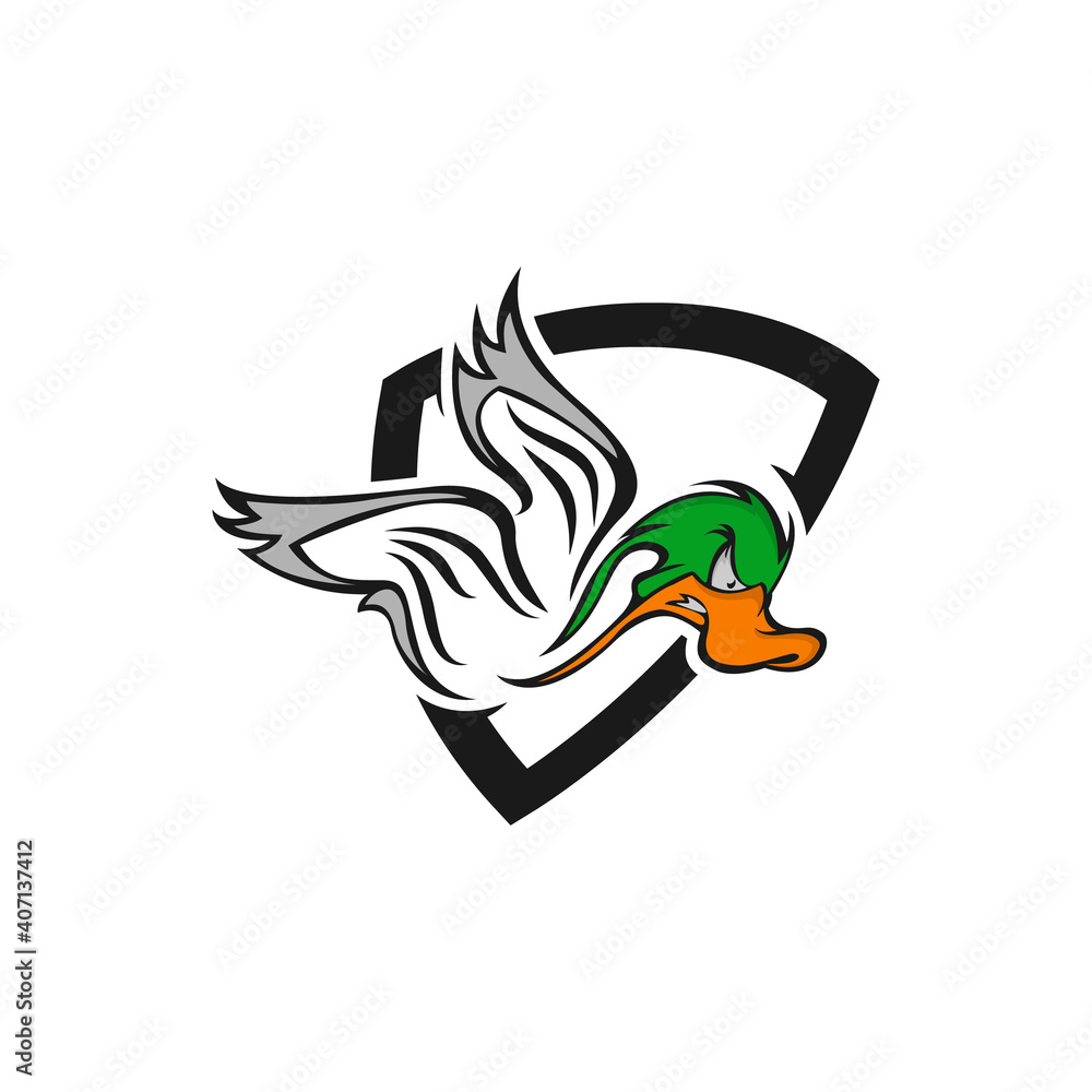 Duck mascot logo design with modern illustration concept style for ...
