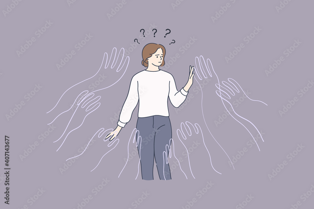 Psychological influence, manipulation, addiction concept. Young ...