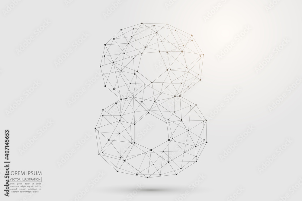 Abstract number eight, figure 8, consisting of triangles, circles ...