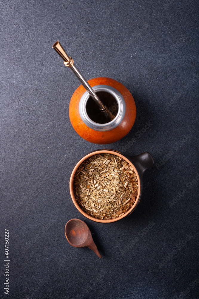 Mate - Paraguayan tea and calabash is a vessel for preparing and ...