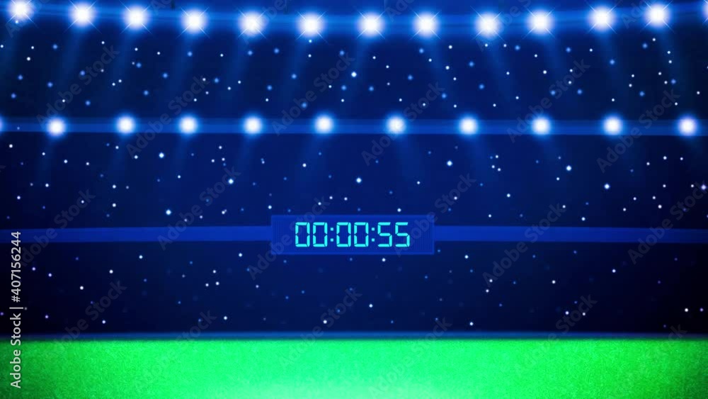 Match Starting Soon Countdown Timer Digital watch in a Football Stadium ...