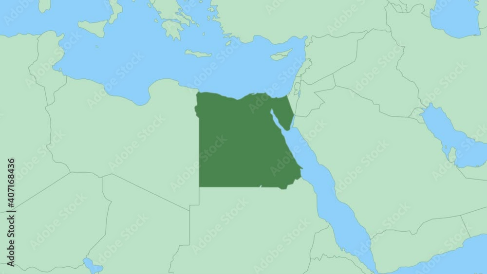 Map of Egypt with pin of country capital. Egypt Map with neighboring ...