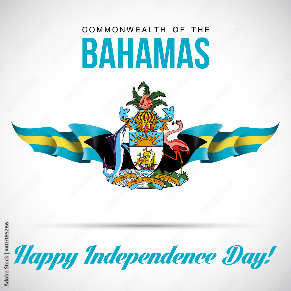 Bahamas flag state symbol isolated on background national banner ...