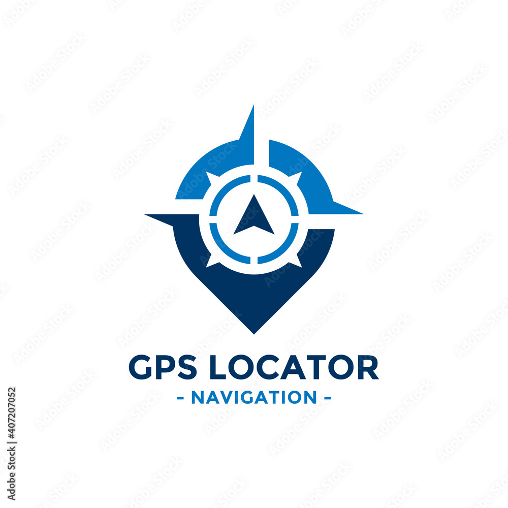Gps locator logo design template. Compass and gps map location icon ...