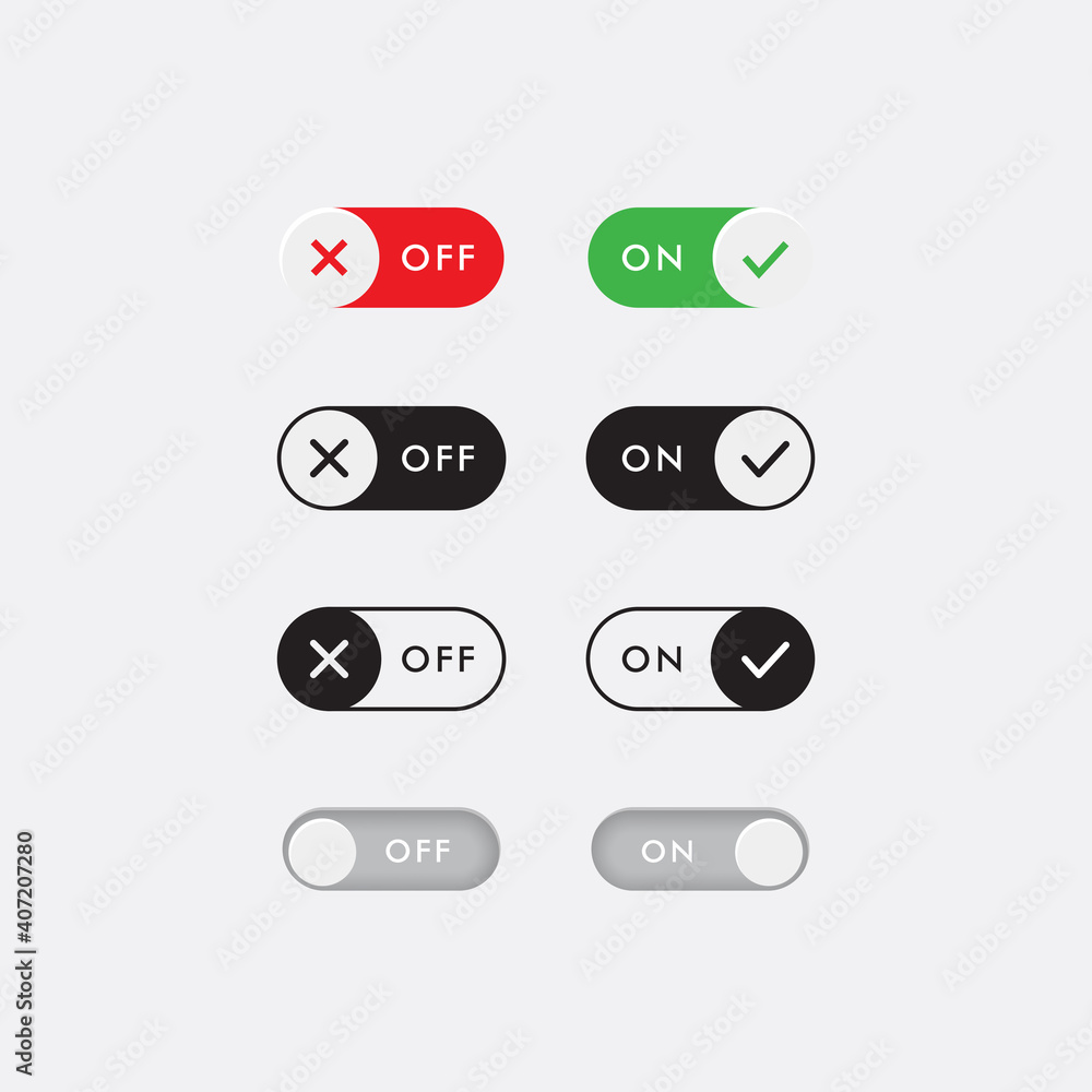 Mode off and mode on icons set. Vector On Off Switch. Day and Night ...