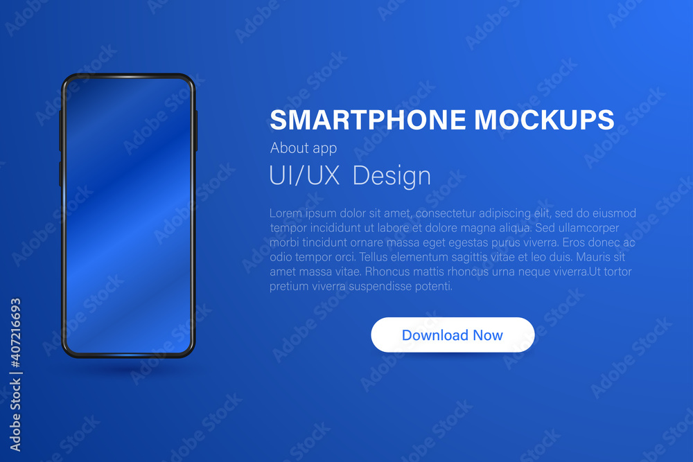 Vector illustration of a smartphone isolated on blue gradient ...