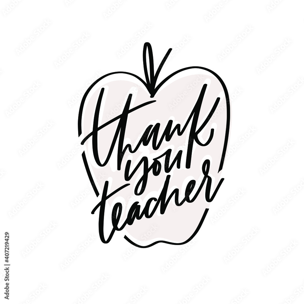 Teacher gratitude thank you words with apple frame for graduation gift ...