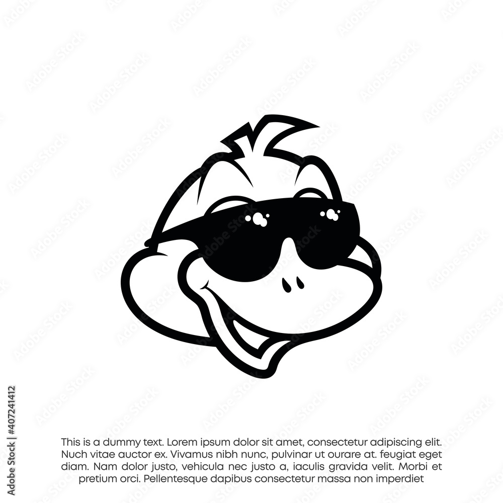 Cool Duck logo. Duck with sunglasses. Modern vector illustration. Funny ...