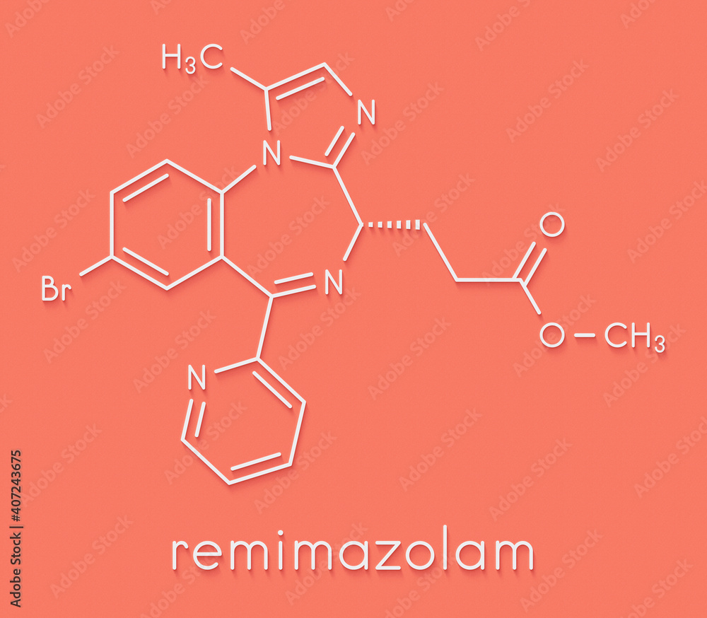 Remimazolam drug molecule. Skeletal formula. Stock Illustration | Adobe ...