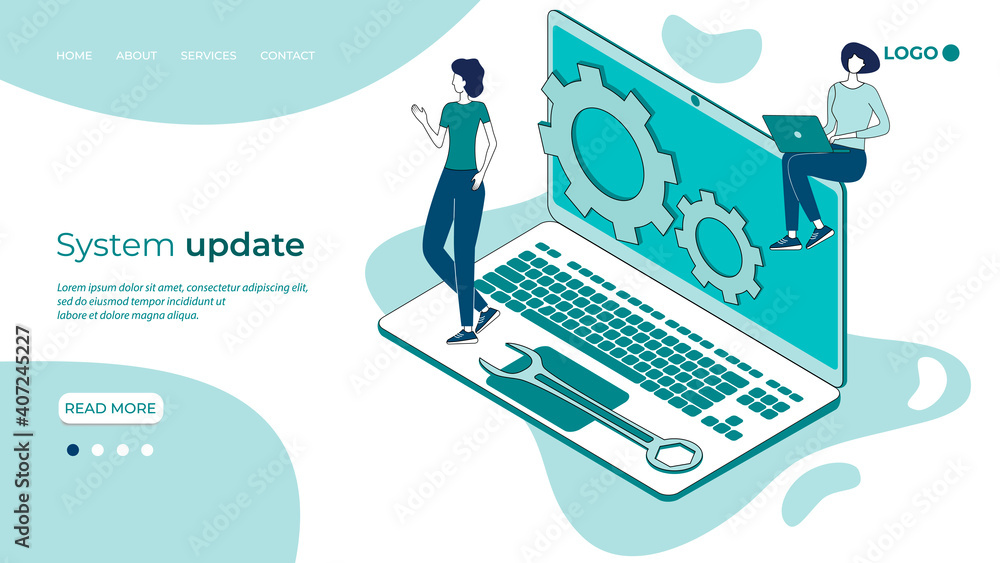 Vektorová grafika „System update .Operating system maintenance.The modern concept of maintenance ...