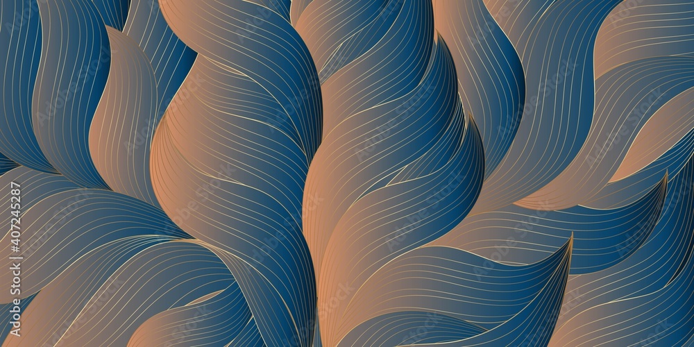 Luxury Abstract Wallpaper with Curve Leaves. Art Deco Background ...