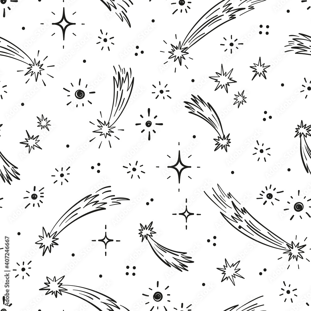 Space Background with Falling Stars. Meteor Shower. Starry sky ...