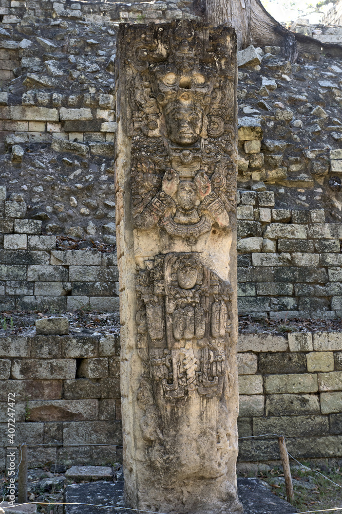 Copan, Honduras, Central America: stela of maya ruler in Copan. Copan ...