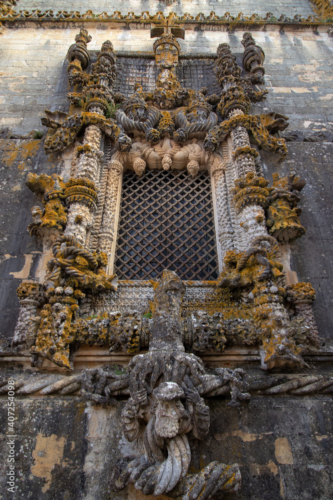 Manueline window of the Convent of Christ, in the city of Tomar ...