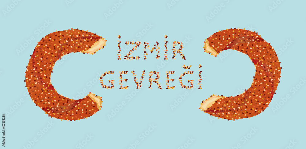 Freshly baked bagels (simit - gevrek veya kuluri) on a sesame bun ...