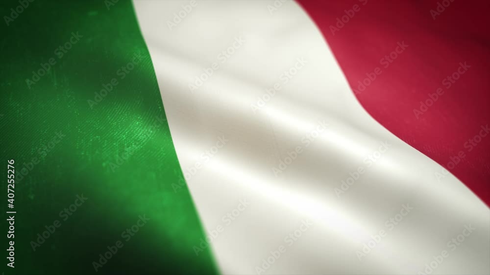 Italian Flag Waving Textured Background Loop/ 4k animation of a waving ...