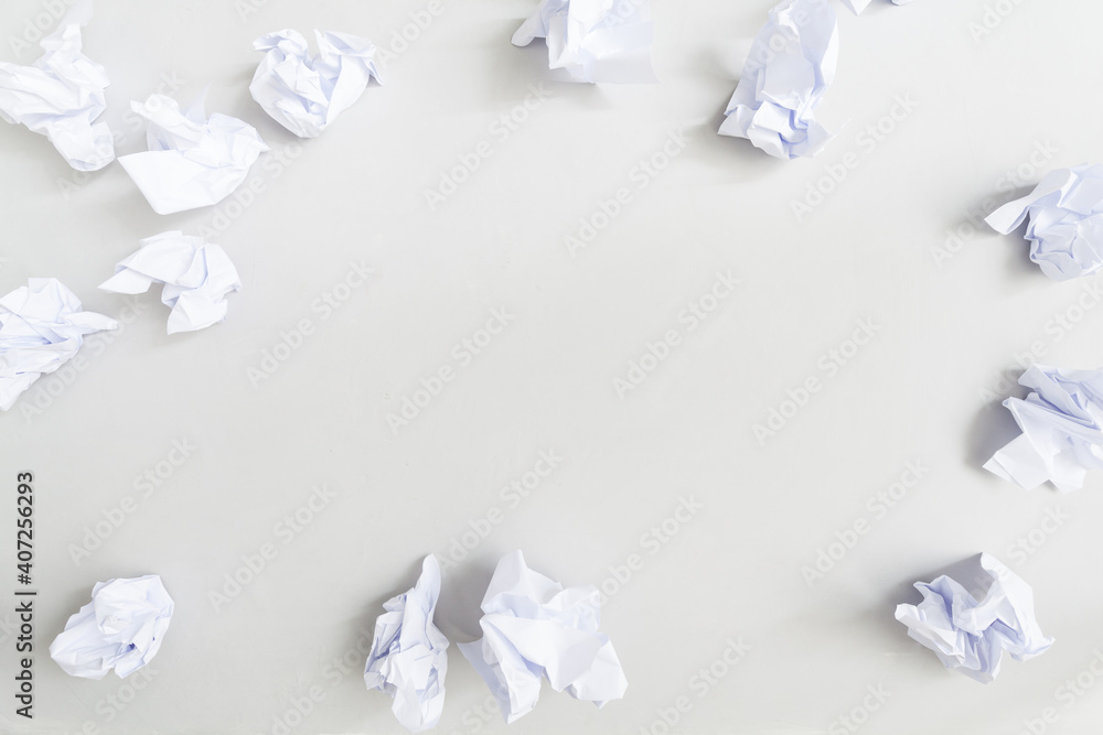 Crumpled and crumpled sheets of paper against a white background ...