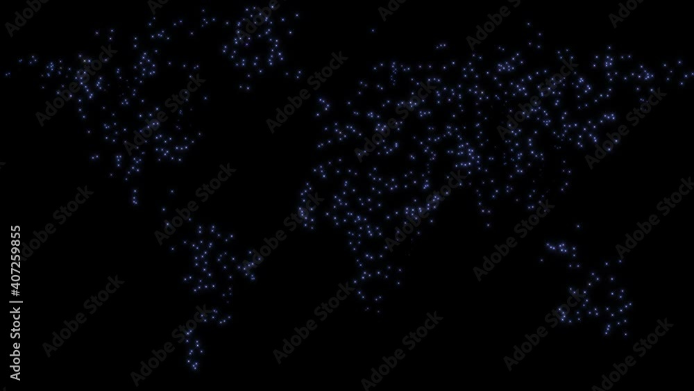 PNG Alpha.Looping Shining stars flickering creating world map.Seamless ...