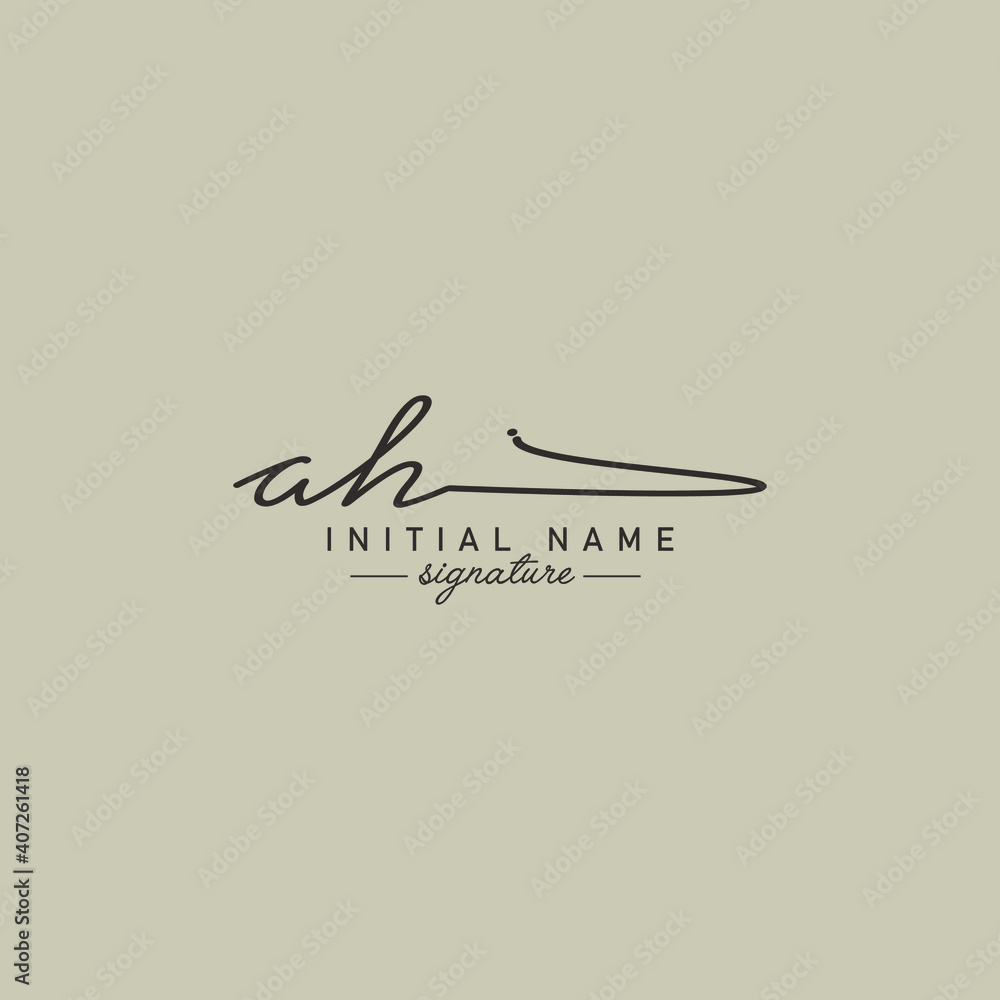 Initial Letter AH Logo - Hand drawn Signature Logo Stock Vector | Adobe ...