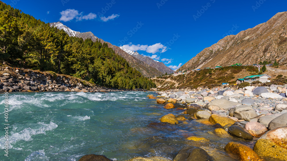 Serene Landscape of Baspa river valley near Chitkul village in Kinnaur ...