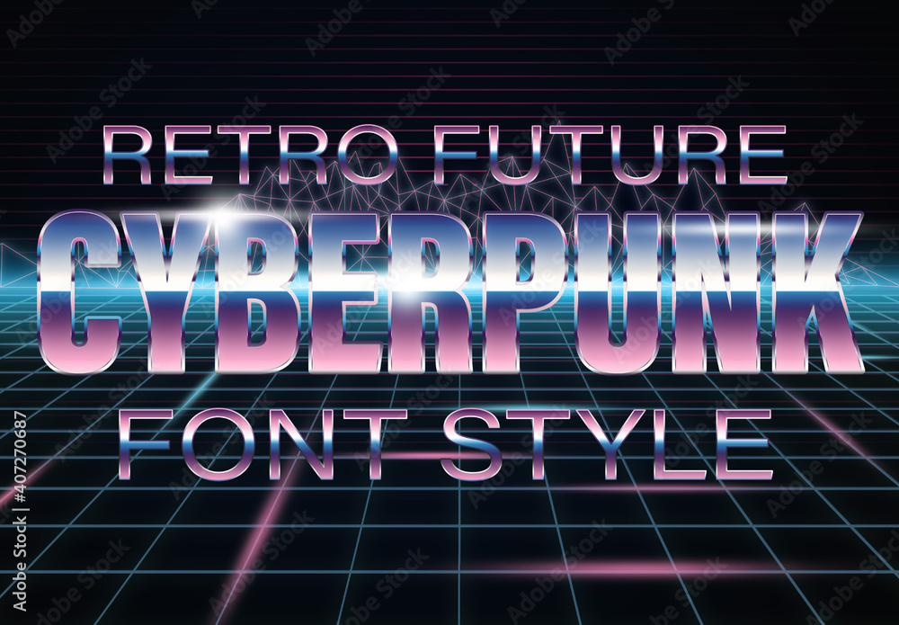 Cyberpunk Retro Sci-Fi Font Style Mockup Stock 템플릿 | Adobe Stock