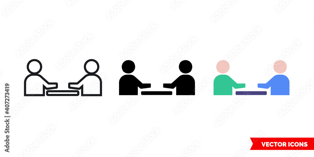 Meeting icon of 3 types color, black and white, outline. Isolated ...