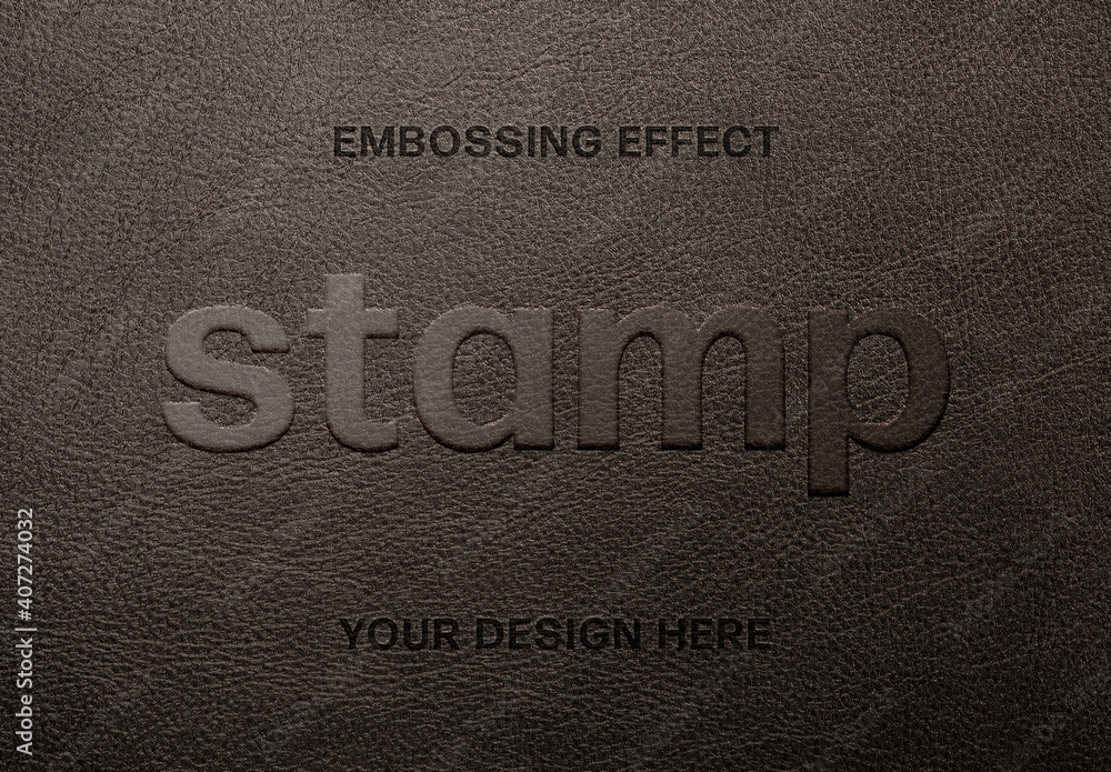 Leather Embossing Text Effect Mockup Stock Template | Adobe Stock