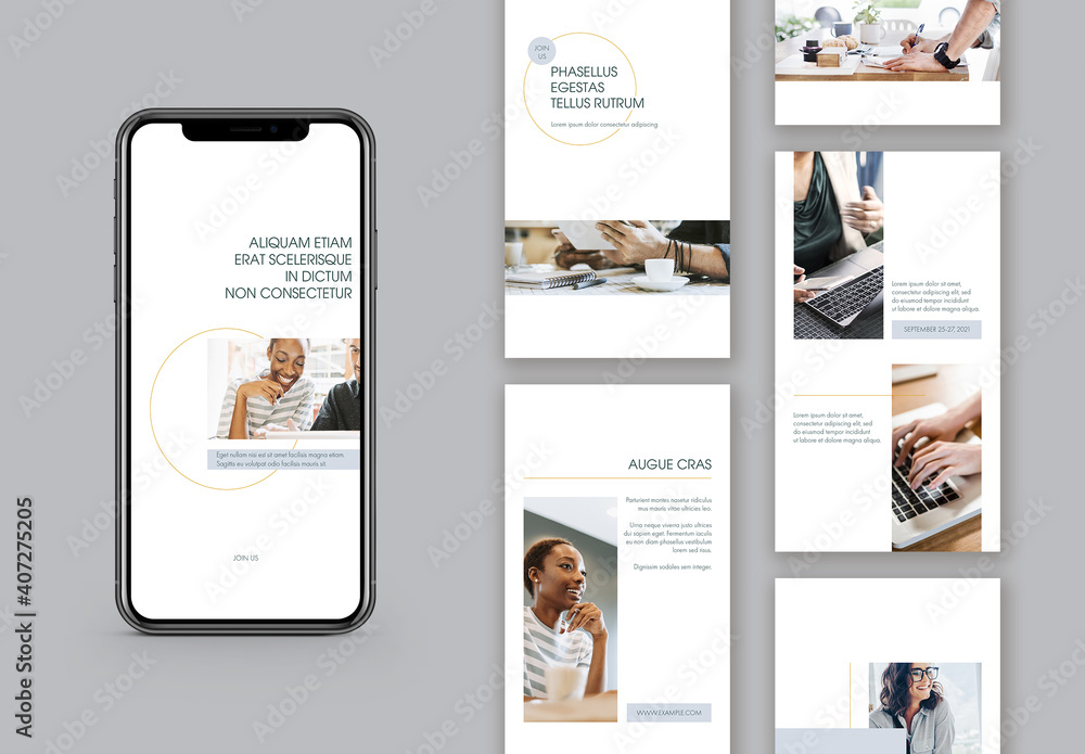 Minimalistic Blue and White Story Layout Stock Template | Adobe Stock