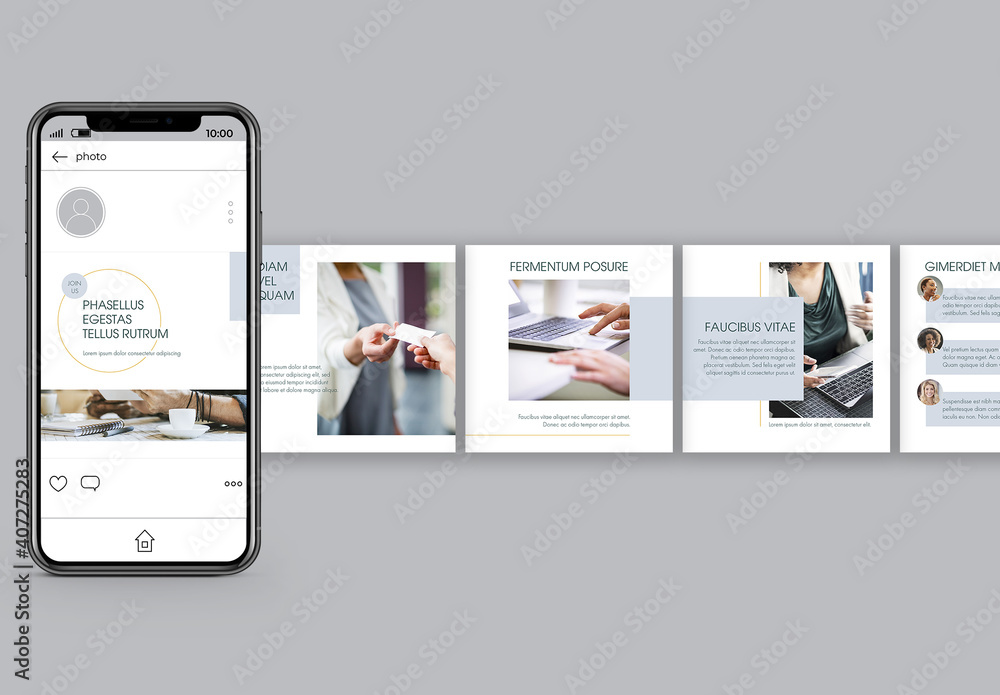 Minimalistic Blue and White Carousel Layout Stock Template | Adobe Stock