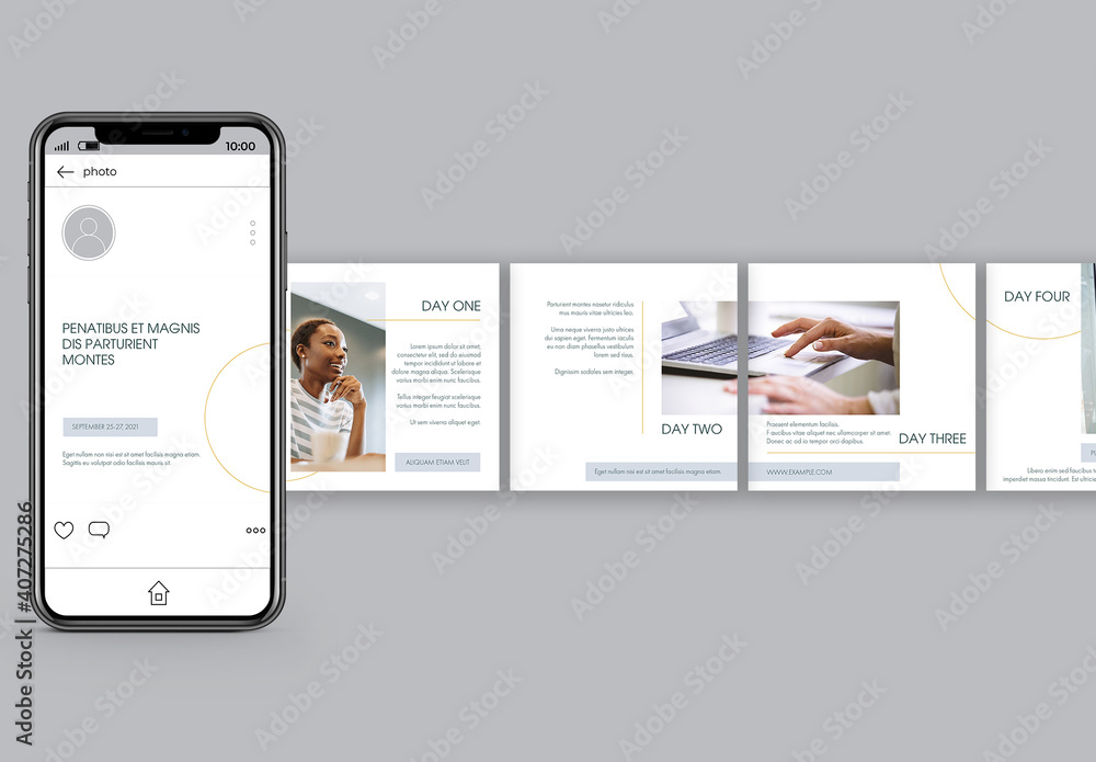 Minimalistic Blue and White Carousel Layout Stock Template | Adobe Stock
