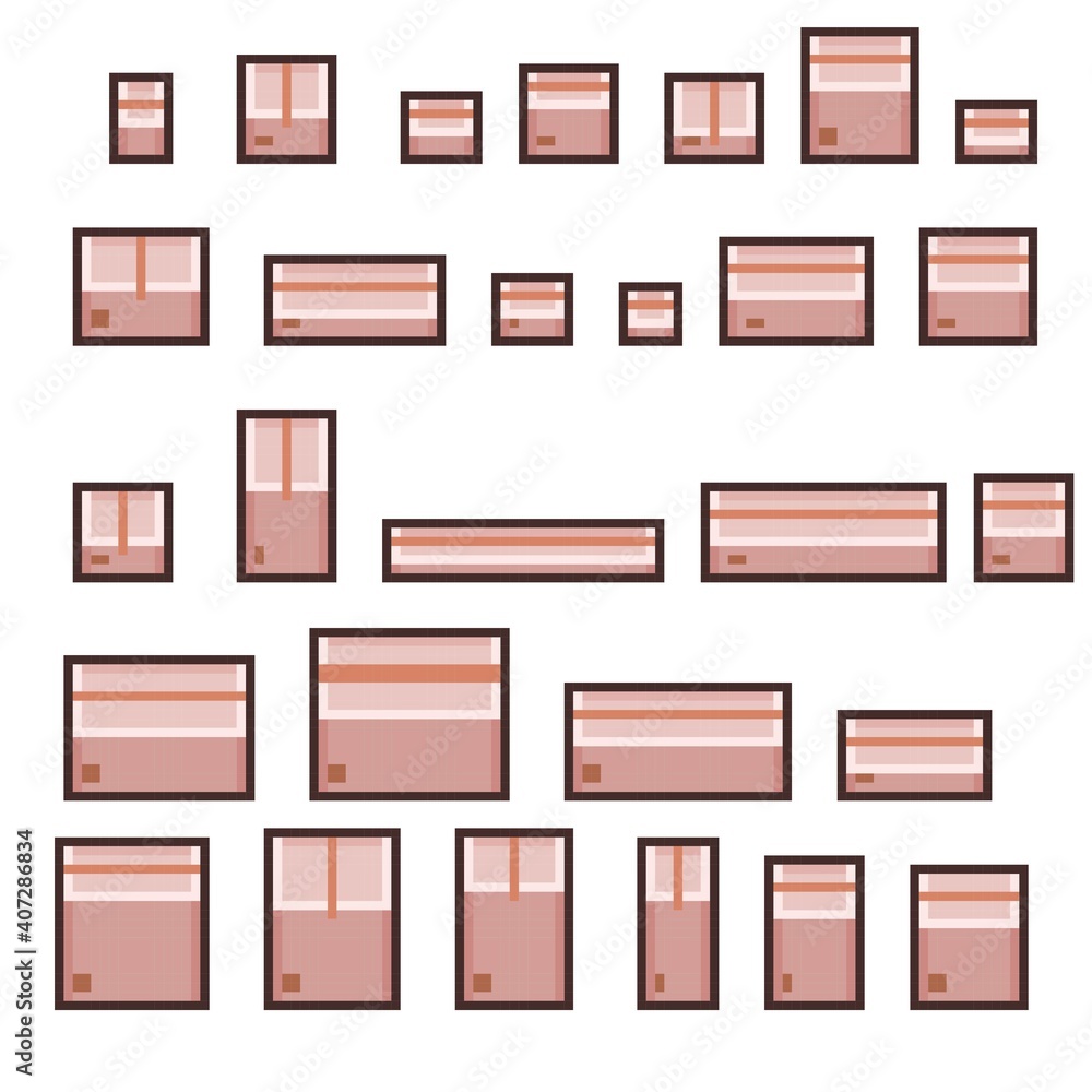 Cartons for transportation Pixel art. Box set pixel art. Vector ...