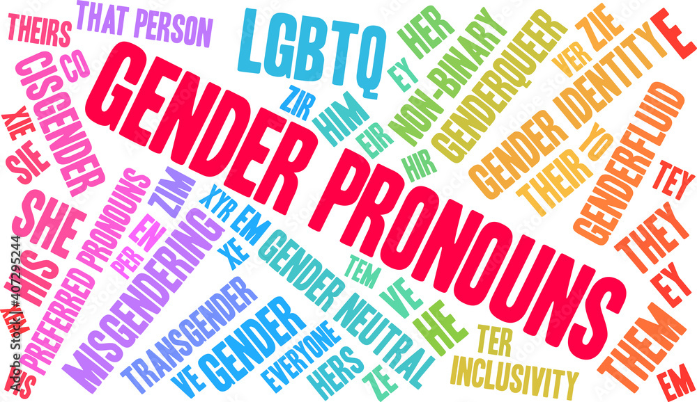 Gender Pronouns Word Cloud on a white background. Stock Vector | Adobe ...