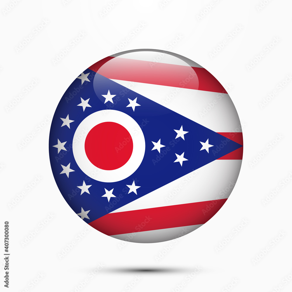 Ohio flag vector circle shape button. Clear circle isolated Ohio flag ...
