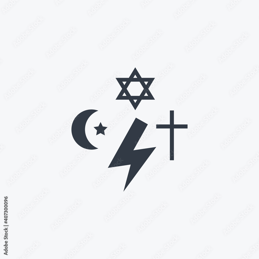 Religious conflict icon isolated on clean background. Religious ...